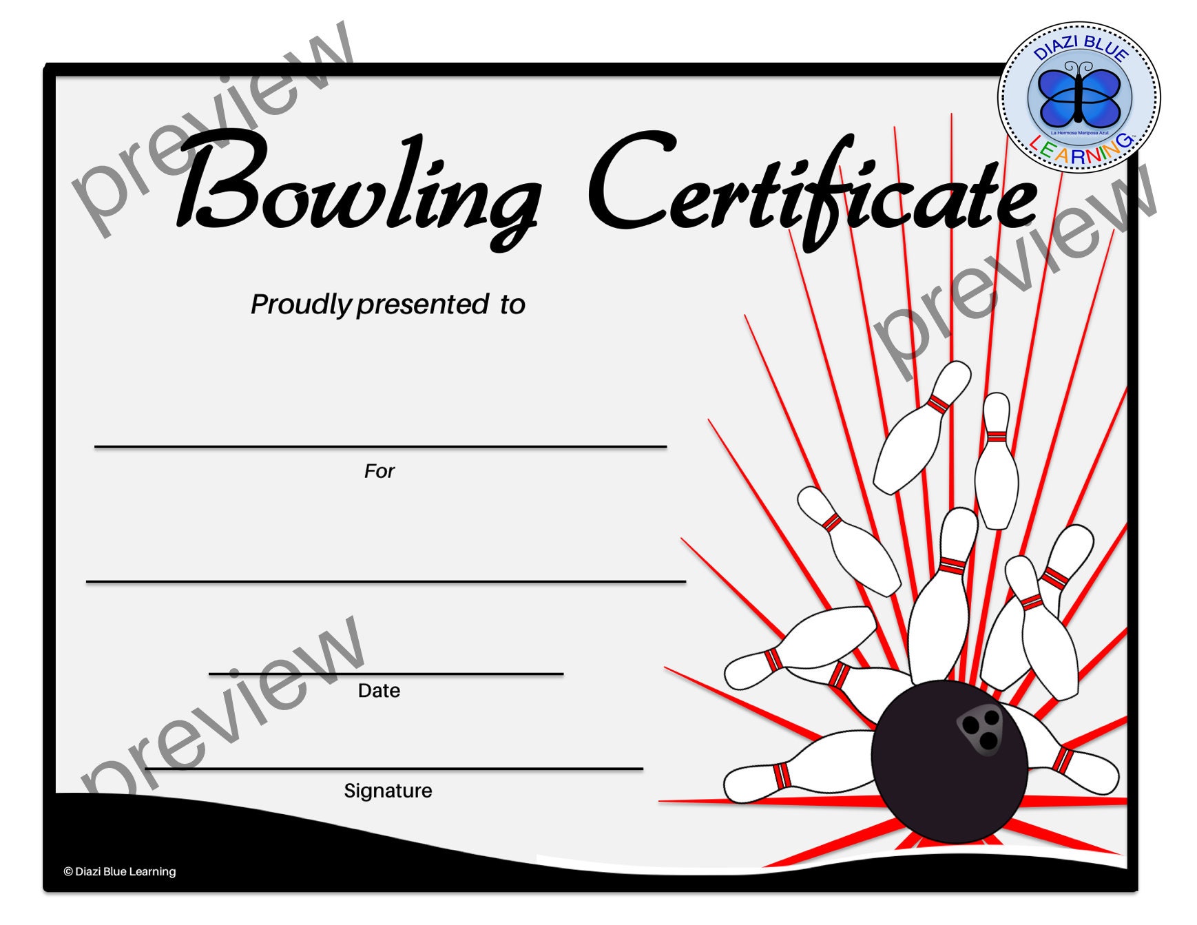 Bowling Certificate, Bowling Award, Editable Bowling Certificate, PDF ... Bowling Certificate, Bowling Award, Editable Bowling Certificate, PDF ...