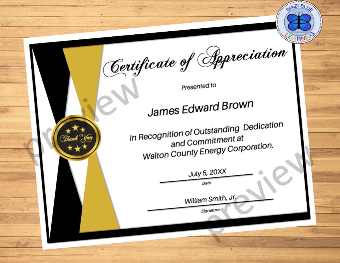 Thank You Certificate Template, Certificate of Appreciation Template ...