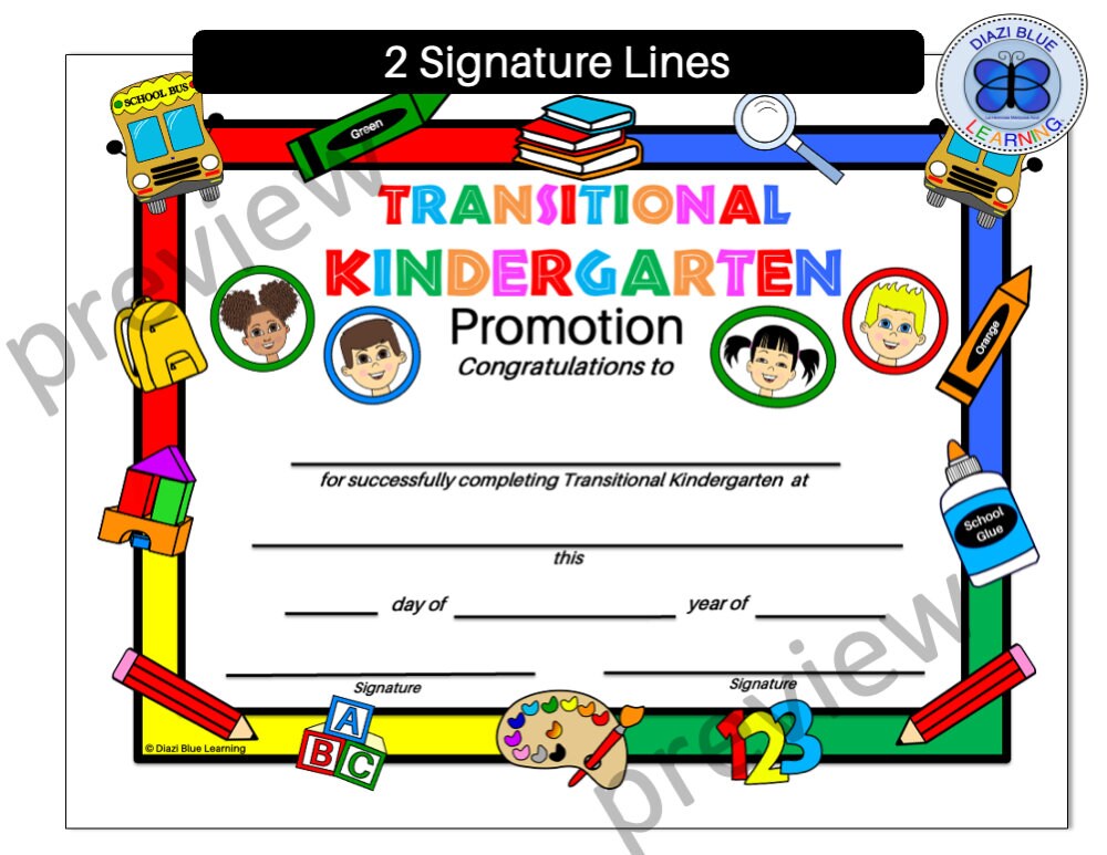 Transitional Kindergarten Certificate, Kindergarten Promotion ...