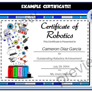 Robotics Award, Robotics Certificates, Certificate of Robotics ...