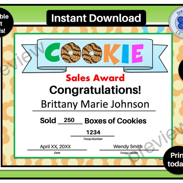 Cookie Certificates - Etsy