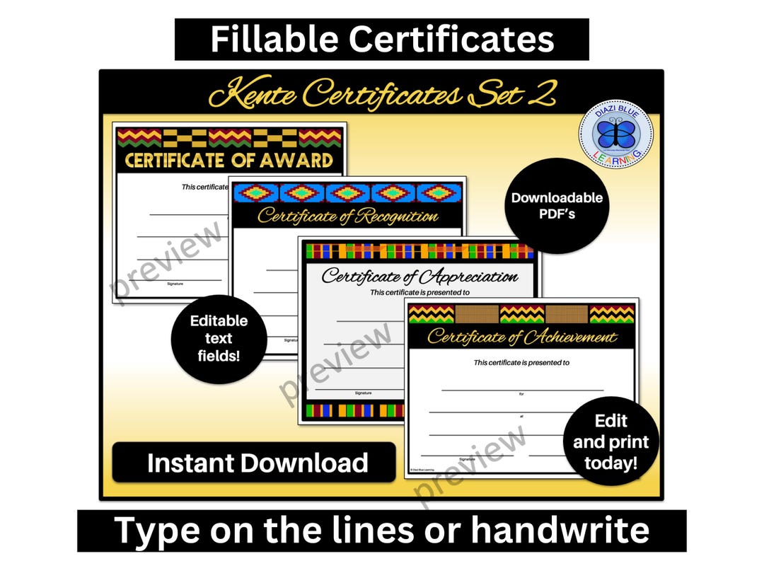 Kente Certificate, Kente Award Set, Kente School Achievement ...