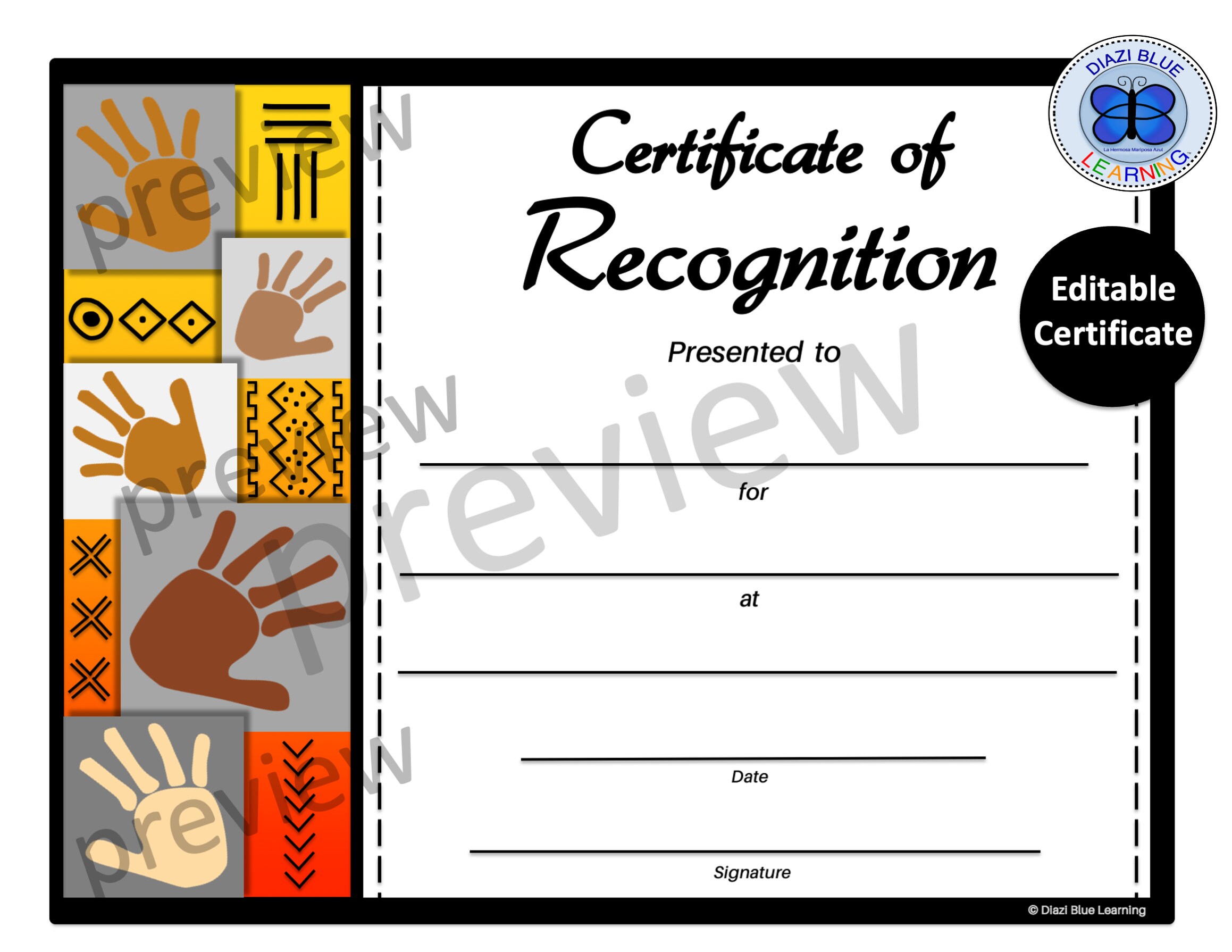 Certificate of Recognition, Editable Certificates, Instant Download - Etsy