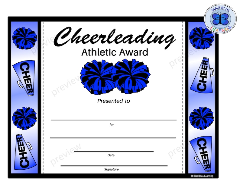 Cheerleading Certificate, Cheerleading Award, Editable Cheerleading ...