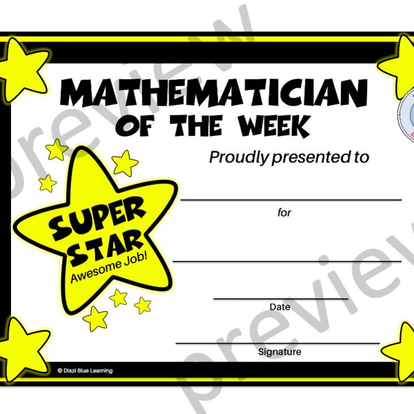 Star of the Week Certificate - Etsy