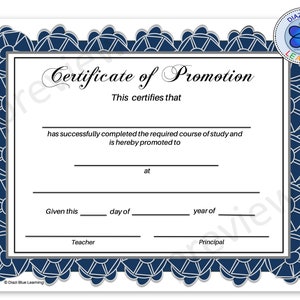 Certificate of Promotion, Certificate of Completion, End of Year ...