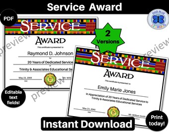 Kente Appreciation Award With Bonus Certificate Editable | Etsy