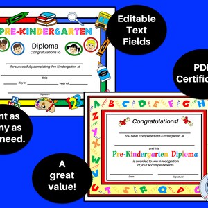 Pre-k Diplomas, Pre-k Certificates, End of Year Certificate, Printable ...