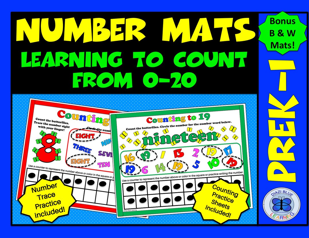 Learn to Count to 20 Pre-kindergarten Kindergarten First Grade Number ...