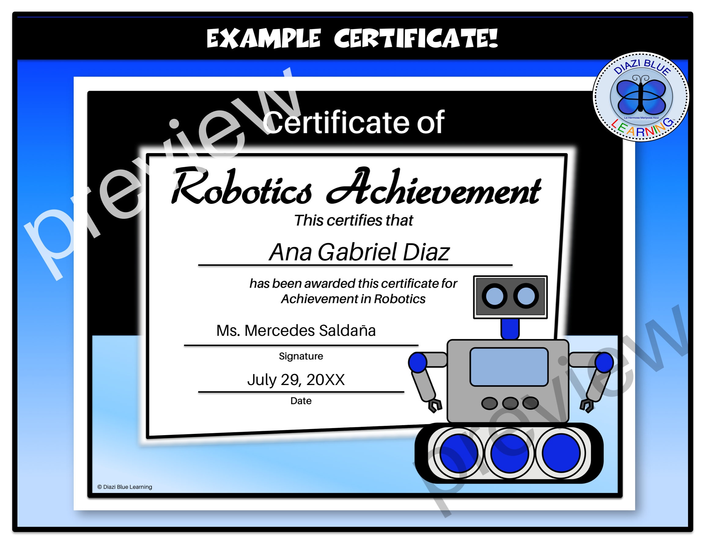 Robotics Award, Robotics Certificates, Editable Robotics Certificates ...