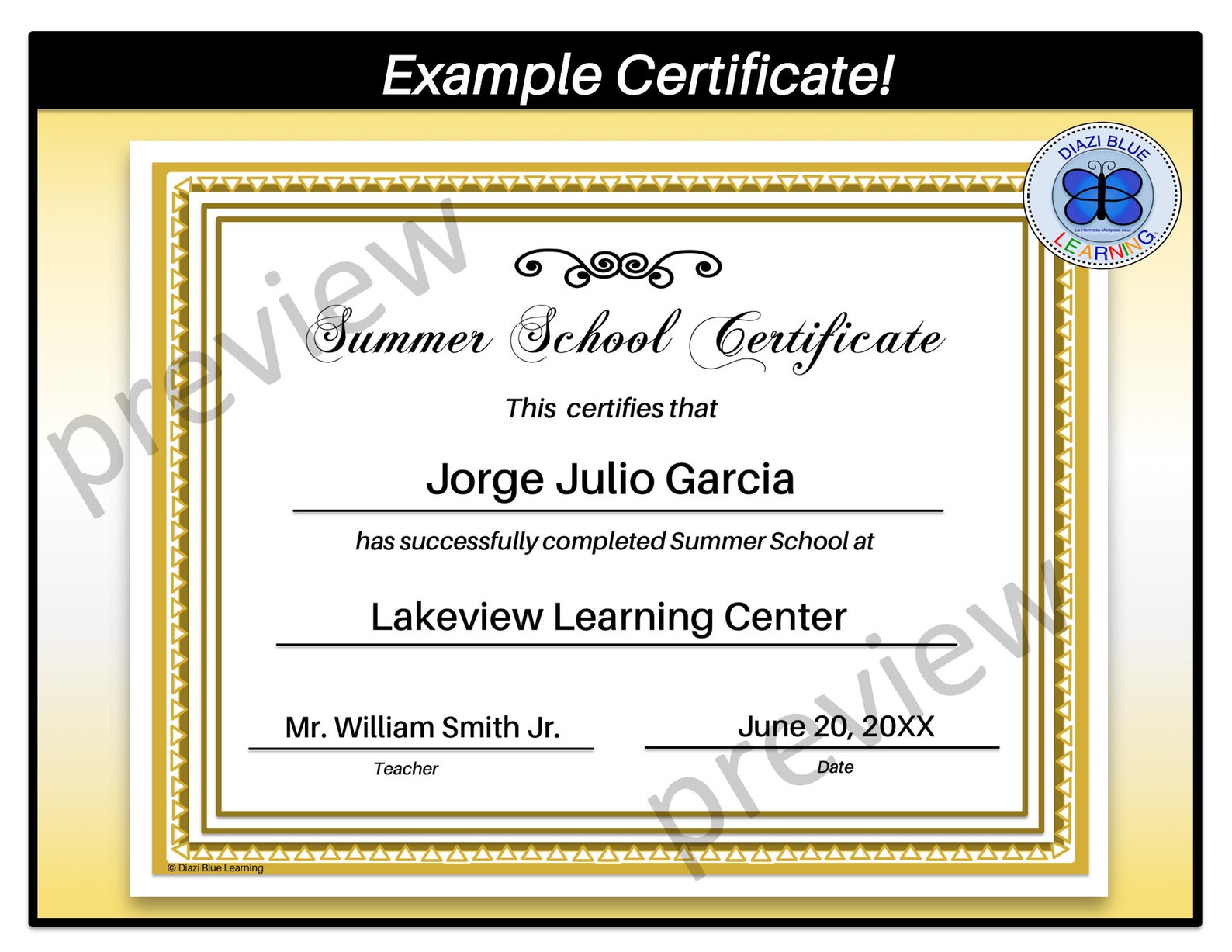 Summer School Certificate, Editable Summer School Certificate ...