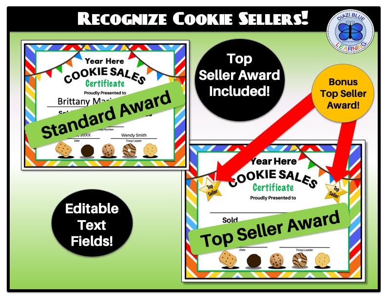 Cookie Sales Award Certificate, Editable Cookie Sales Award Certificate ...