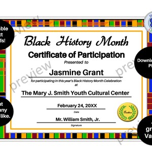 Black History Month Certificate of Participation With Bonus ...