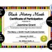 Black History Month Certificate of Participation With Bonus ...