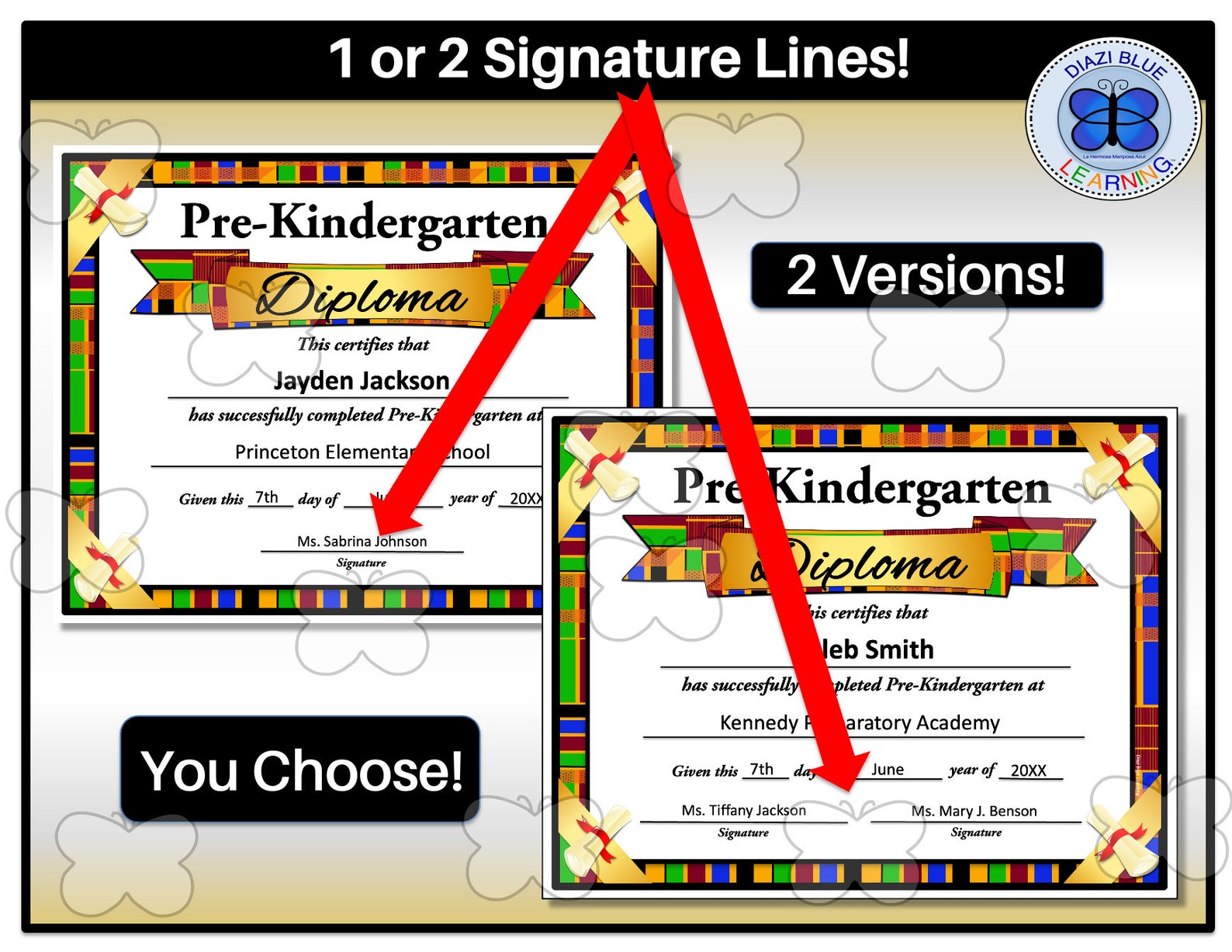 Pre-k Graduation Diploma, Editable Kente Pre-kindergarten Diploma, 1 or ...