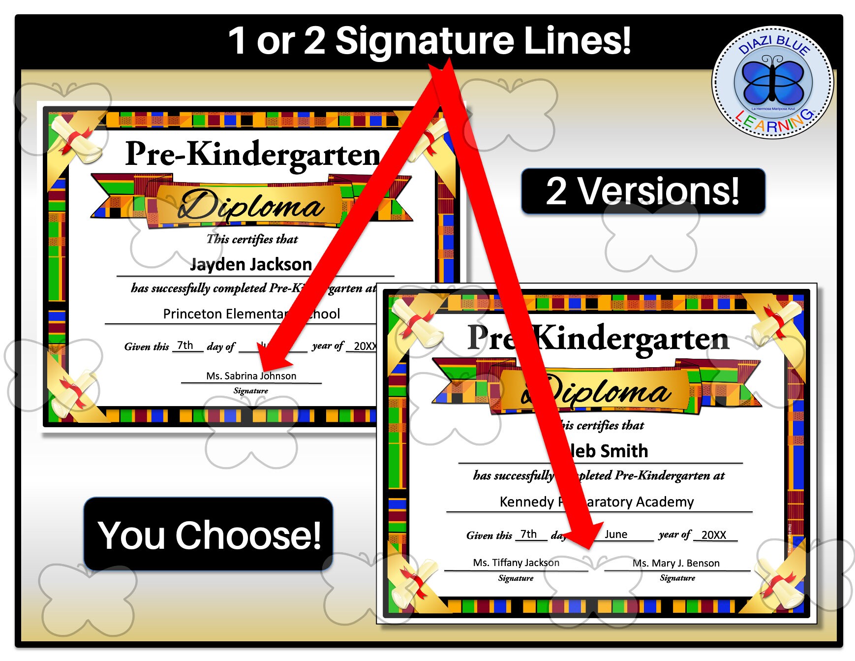 Pre-k Graduation Diploma, Editable Kente Pre-kindergarten Diploma, 1 or ...