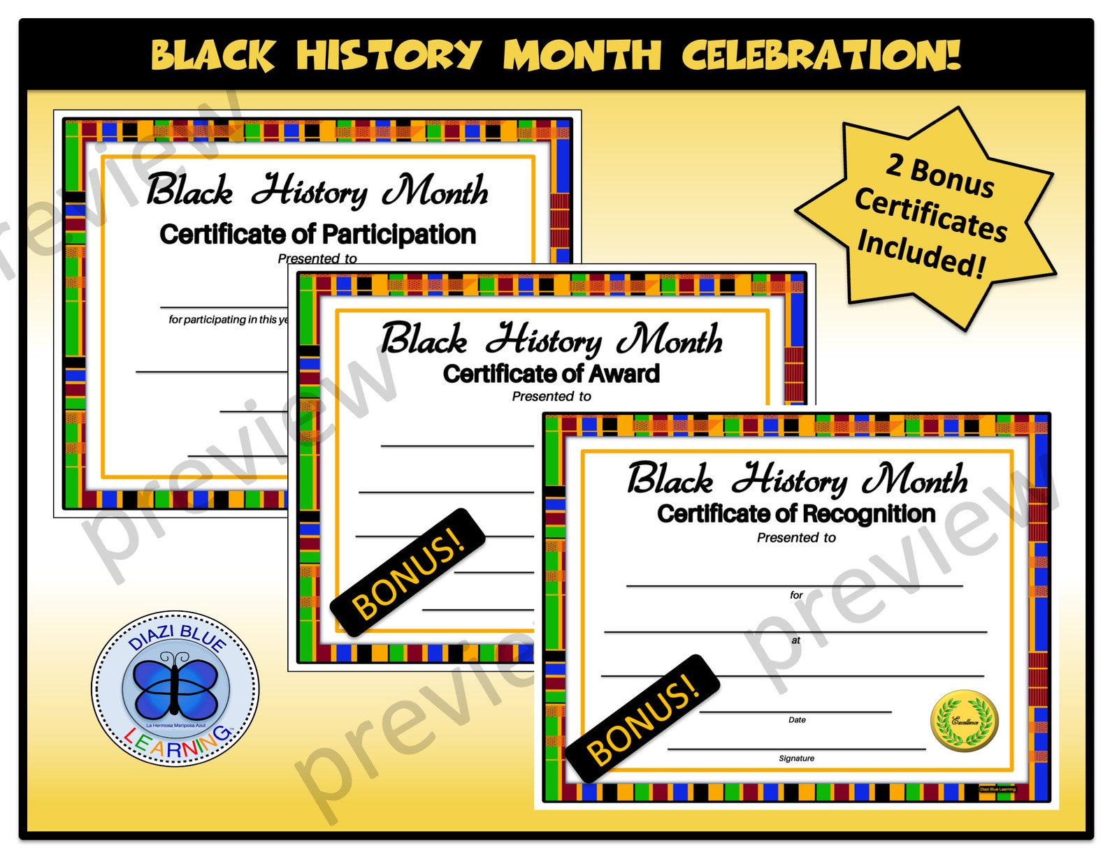 Black History Month Certificate of Participation With Bonus ...