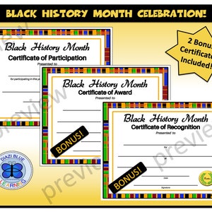 Black History Month Certificate of Participation With Bonus ...