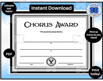 Chorus Certificate | Etsy