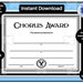 Editable Chorus Award PDF, Printable Chorus Certificate Award, End of ...