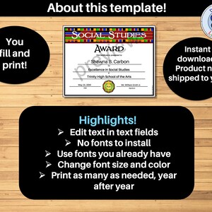 Kente Social Studies Award Certificate, Editable Social Studies ...