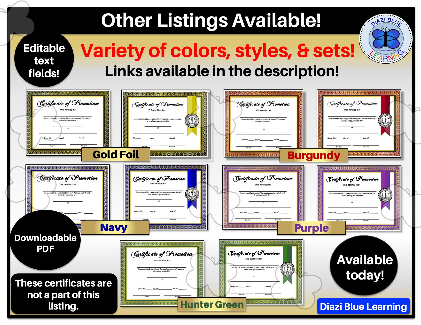 Certificate of Promotion, Certificate of Completion, End of Year School ...