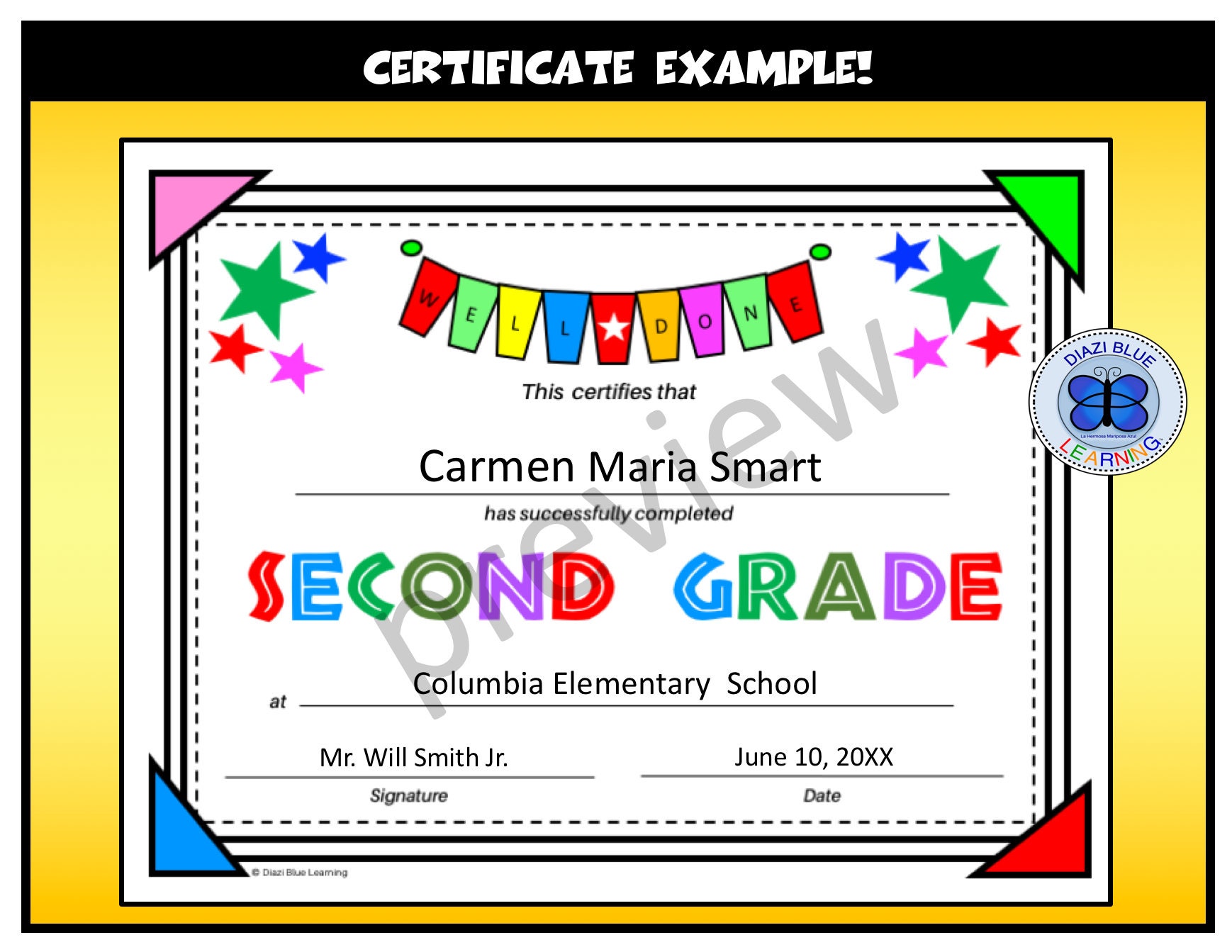 K-3 Certificates of Completion, Kindergarten Certificate, First Grade ...