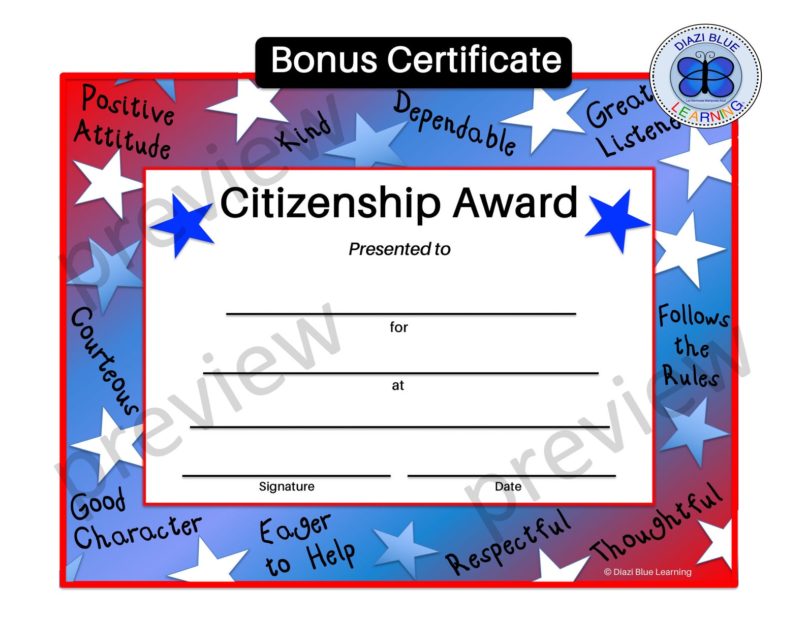 Digital Citizenship Award With Bonus Citizenship Certificate, End of ...