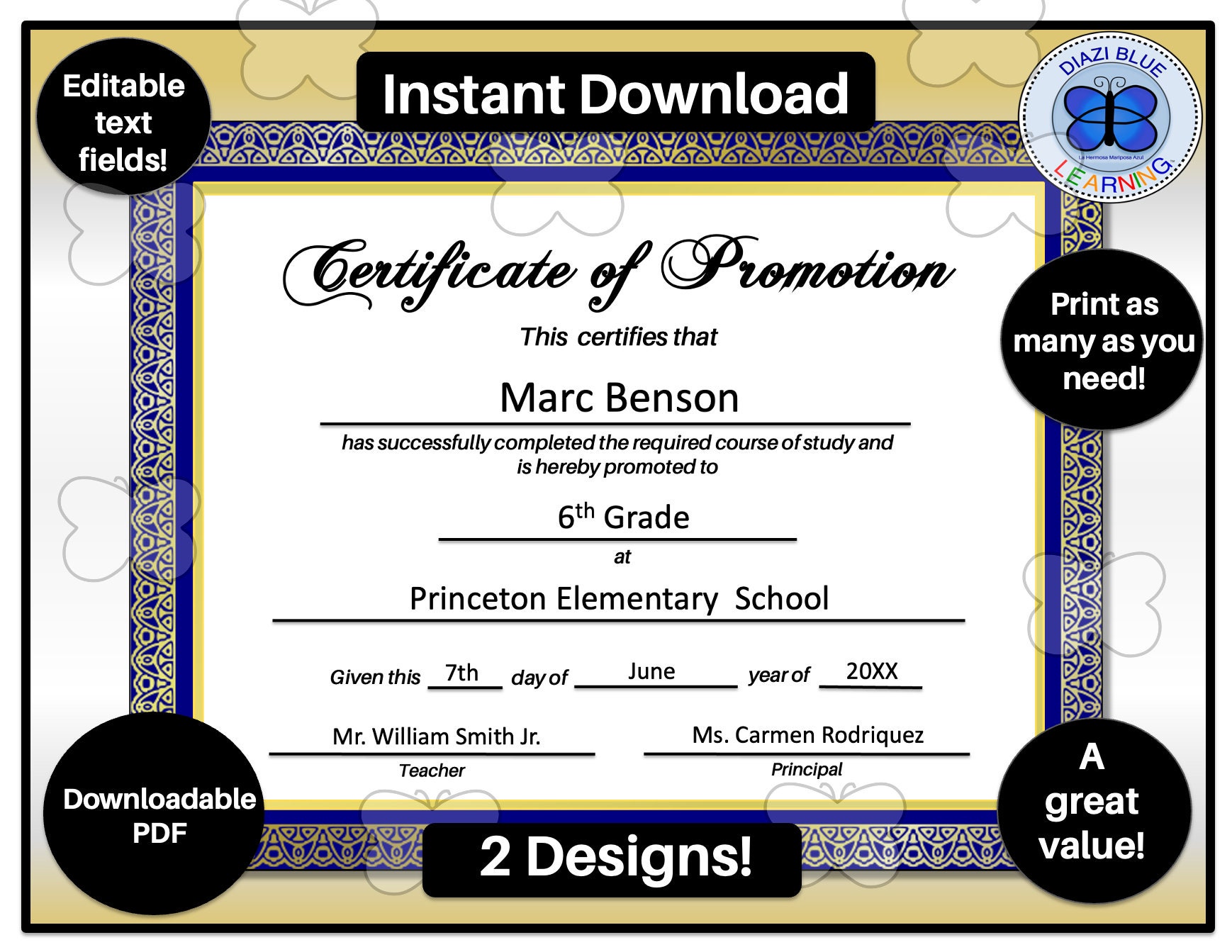 Certificate of Promotion, 2 Pack, End of Year School Certificates ...