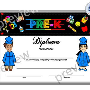 Pre-K Diploma Pre-K Graduation Diploma Fillable | Etsy
