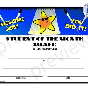 Student of the Month Certificate, Editable PDF Student of the Month ...