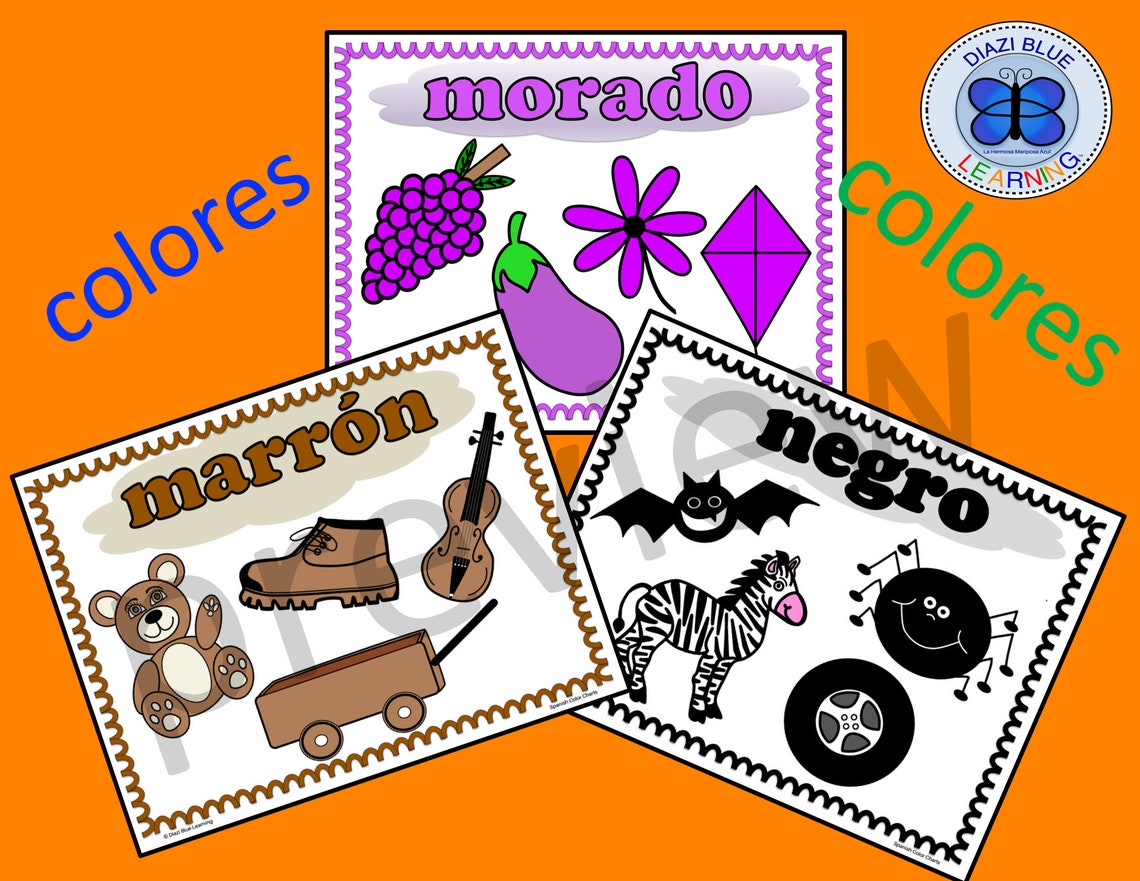 Spanish Color Charts, Spanish Colors, Spanish Charts, Colors in Spanish ...