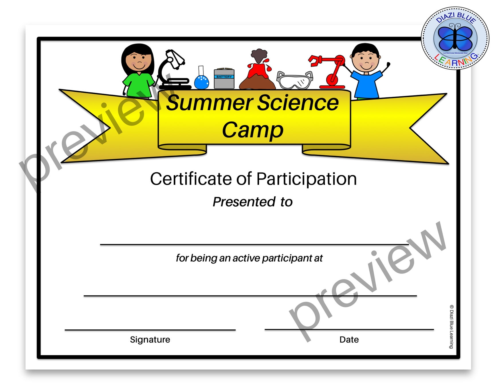Summer Science Camp Certificates, Editable Summer Science Camp ...