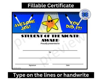 Student of the Week Certificate, Editable PDF Student of the Week Award ...