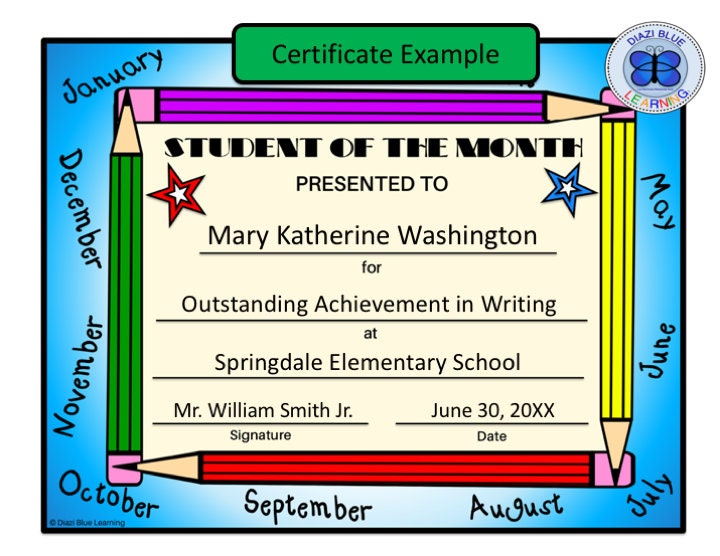 Student of the Month Certificate, Editable PDF Student of the Month ...