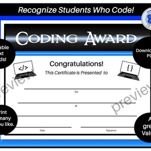 Coding Award, Coding Certificates, Coding Achievement, Computer Science ...
