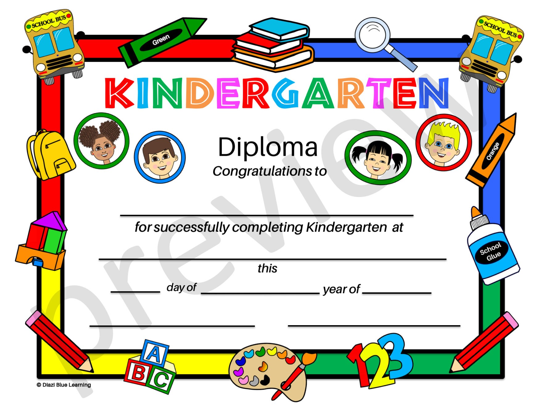 Kindergarten Diplomas Set of 6, Kindergarten Graduation Diplomas, End ...