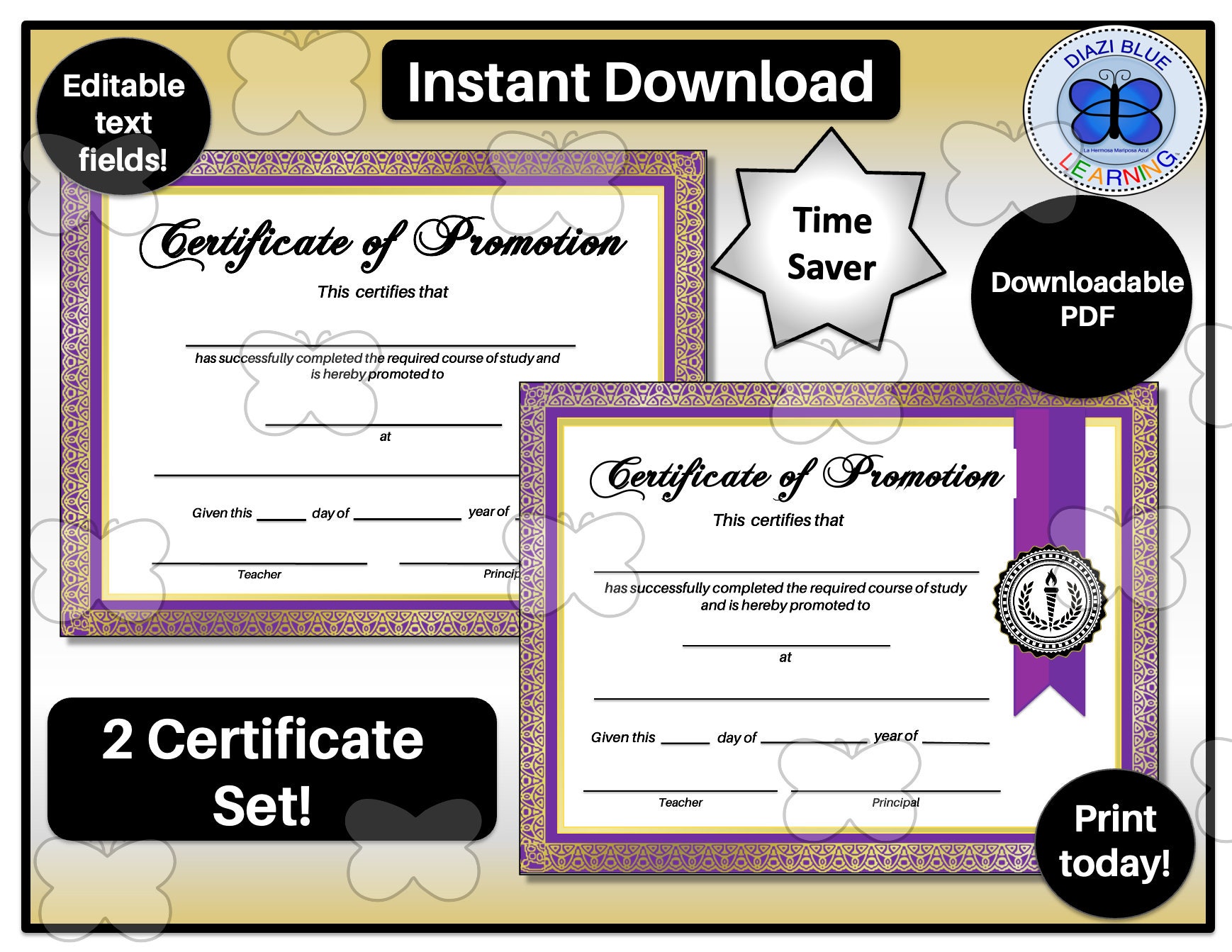 2 Pack Certificates of Promotion, End of Year Editable School ...