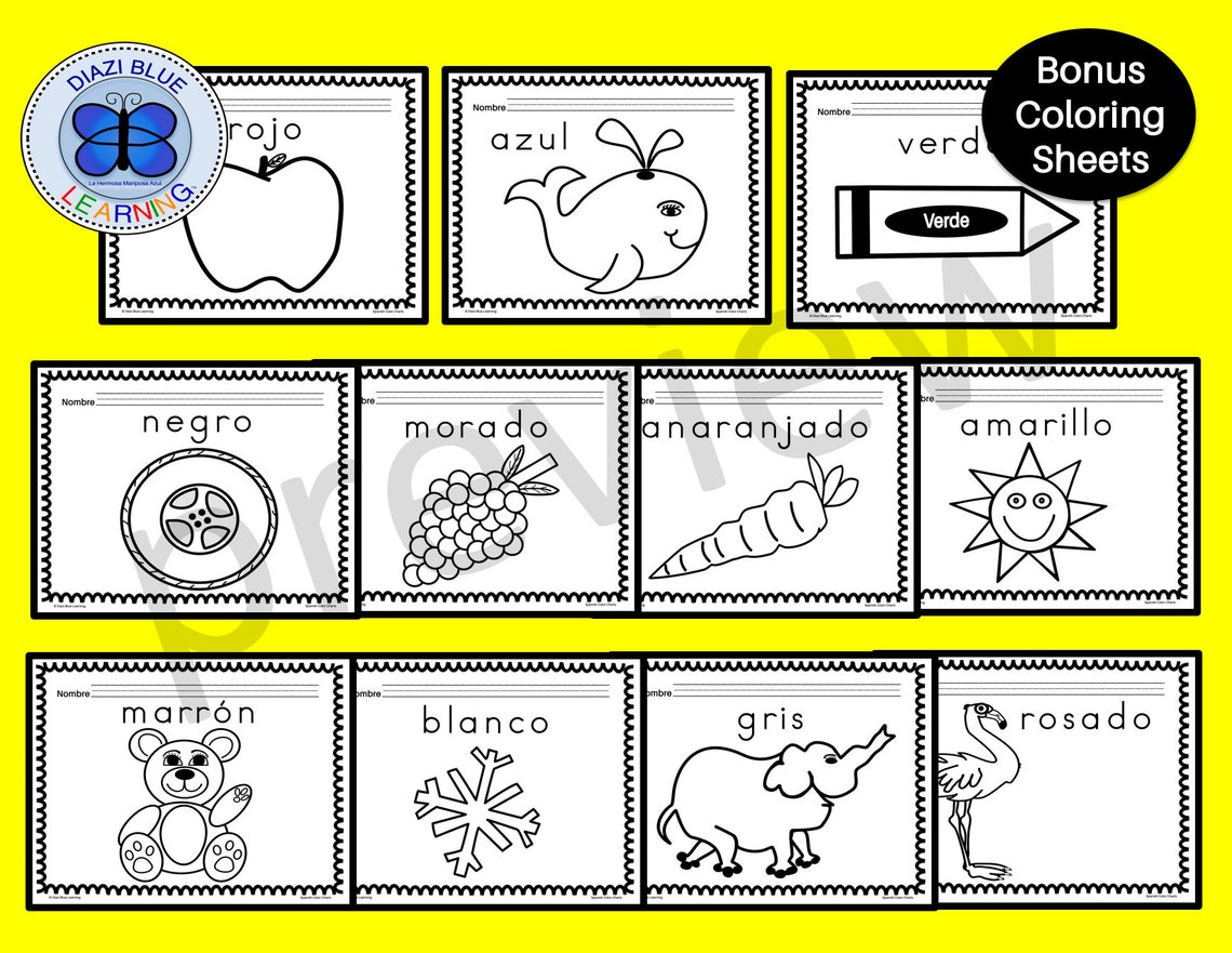 Spanish Color Charts, Spanish Colors, Spanish Charts, Colors in Spanish ...