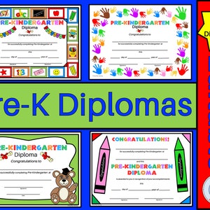 Pre-k Diplomas, Pre-k Certificates, End of Year Certificates, PDF Pre-k ...
