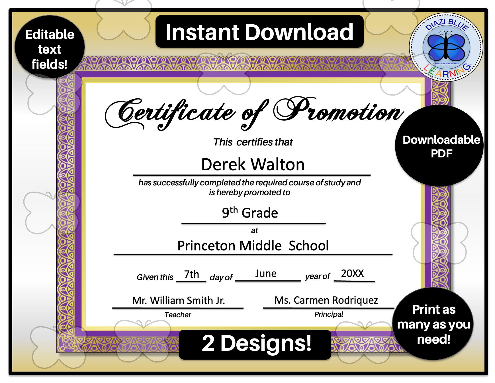 2 Pack Certificates of Promotion, End of Year Editable School ...