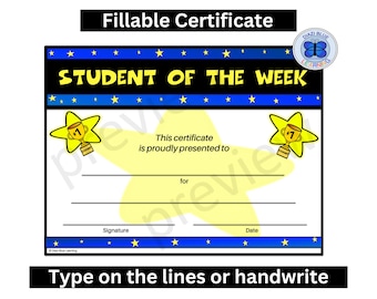 Student of the Month Certificate, Editable PDF Student of the Month ...