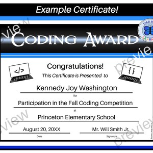 Coding Award, Coding Certificates, Coding Achievement, Computer Science ...
