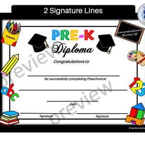 Pre-K Diploma Pre-K Graduation Diploma Fillable | Etsy