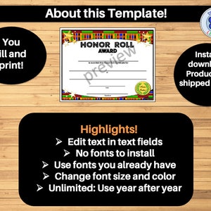 Kente Fillable Honor Roll PDF Certificate #1, Editable Kente Honor Roll ...