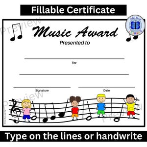 Music Certificates, Printable Music Certificates, Music Awards ...