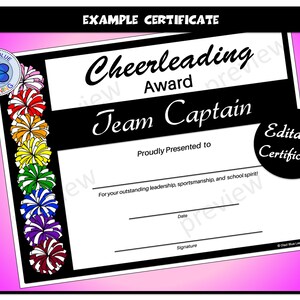 Cheerleading Certificates, Cheerleading Awards, Editable Cheerleader ...