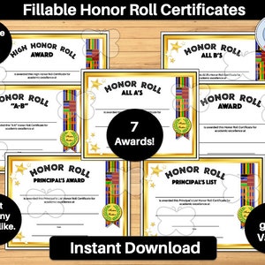 Set of 7 Kente Fillable Honor Roll PDF Certificates 2, Editable Kente ...