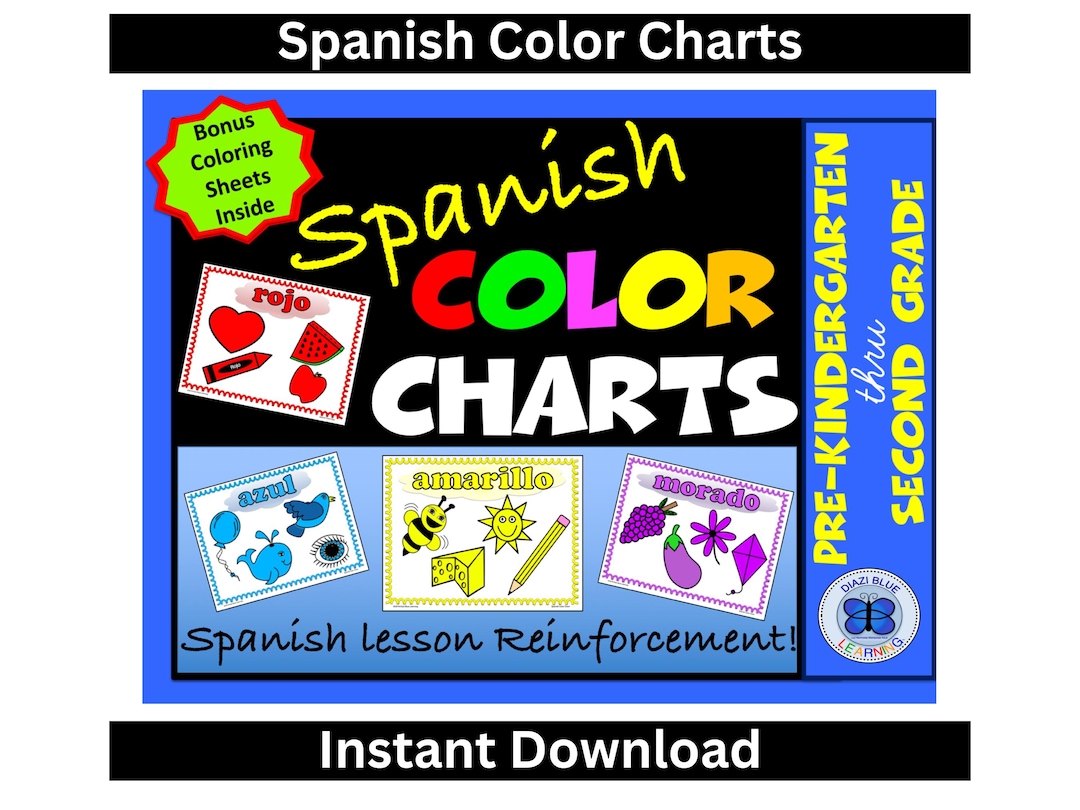 Spanish Color Charts, Spanish Colors, Spanish Charts, Colors in Spanish ...