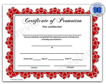 Certificate of Promotion End of Year Certificates Editable | Etsy